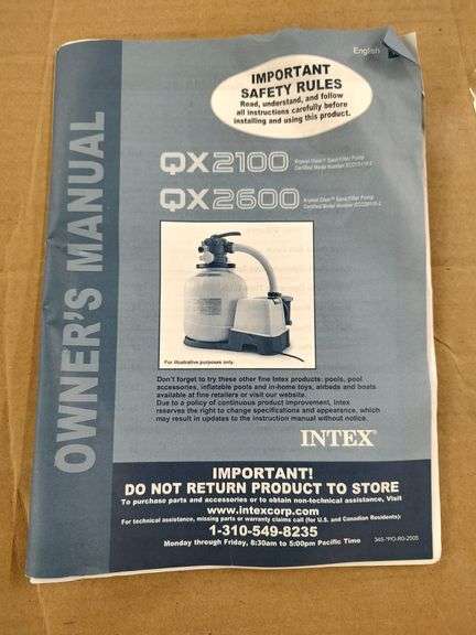 INTEX QX2600 Krystal Clear Sand Filter Pump for Pools | Open Box | (See ...