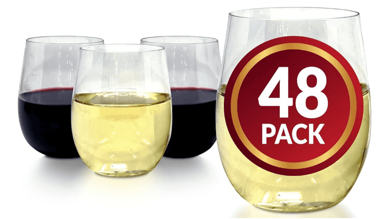 DANNKE Plastic Stemless Wine Cups Set, 48ct, 12oz | Open Box | (See ...