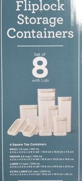 Member's Mark Fliplock Storage Containers Set of 8 With Lids | Open Box ...