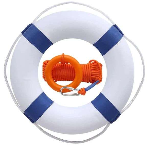 RAYBITU Lifebuoy Life Preserver Ring & Water Floating W/ Rope | Open ...