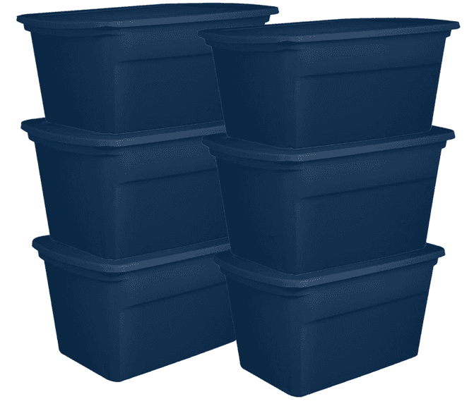 Sterilite 6-Pack Tote, Plastic Storage Bins with Snap Lids, 30 Gallon ...