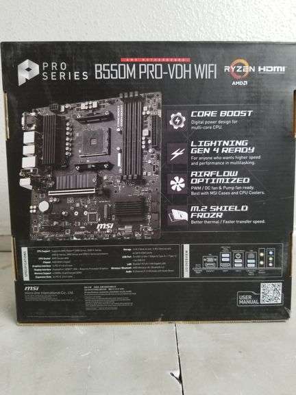 MSI AMD Socket AM4 Motherboard B550M PRO-VDH WIFI, | Open Box | (See ...
