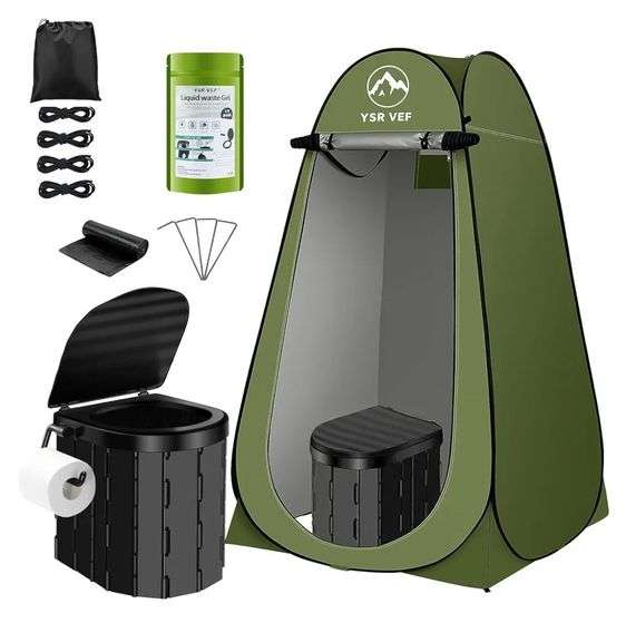 YSRVEF Portable Toilet Kit, Camping Toilet w/ Pop Up Privacy Tent ...