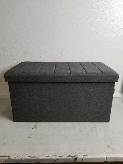 SEVILLE CLASSICS Channel Tufted Storage Trunk W/ Handles, Modern Gray ...