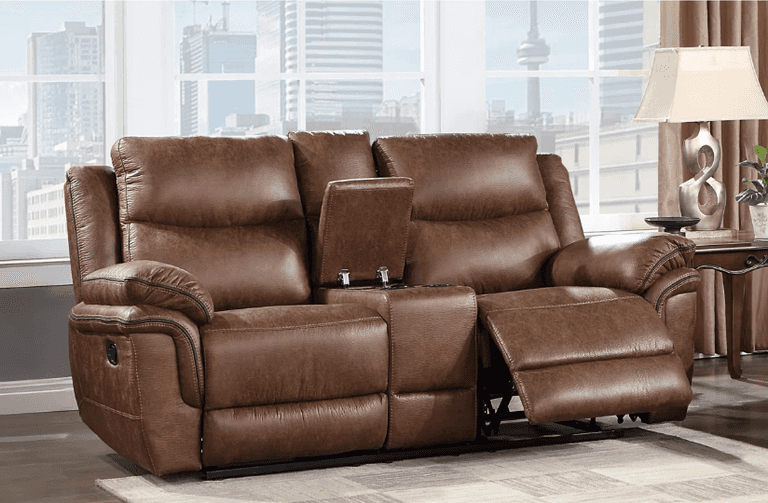 Sadarius Polyester Fabric Console Loveseat w/ Power Footrest | Open Box ...