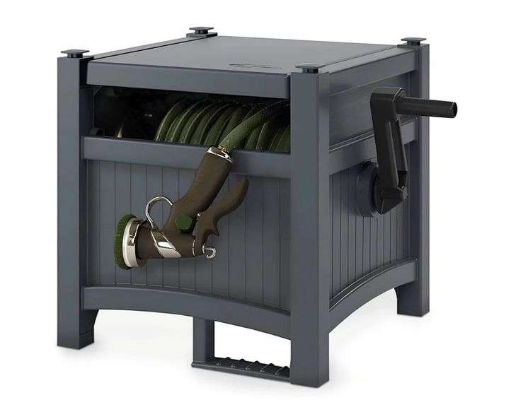 Suncast Garden Hose Hideaway Storage Reel Box Grey | Open Box - Rio ...