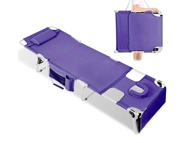 LONGTENW Tanning Chair w/Face Hole Purple | Open Box - Rio Grande Trade