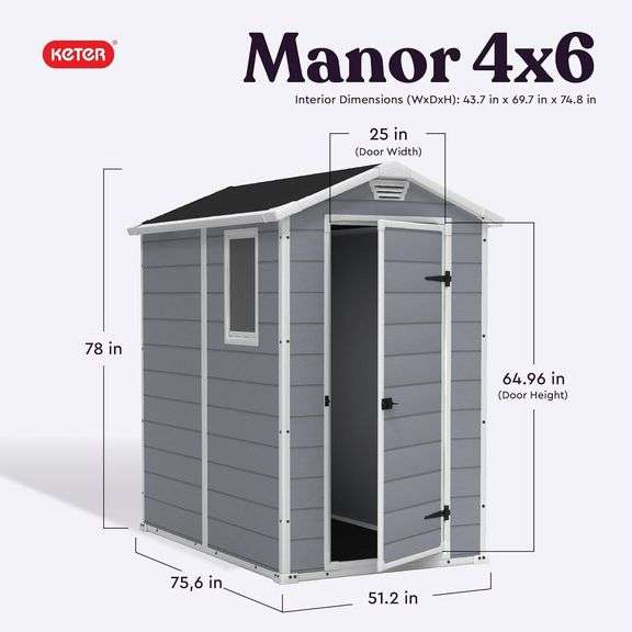 Keter Manor 4x6 Resin Outdoor Storage Shed | Open Box - Rio Grande Trade