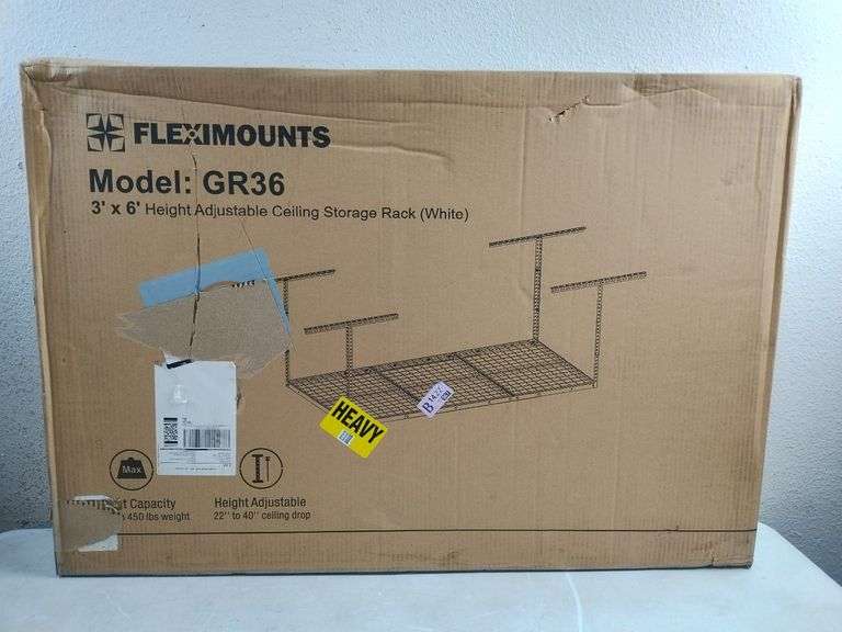 FLEXIMOUNTS Height Adjustable Ceiling Storage Rack, 3'x6' | Open Box ...