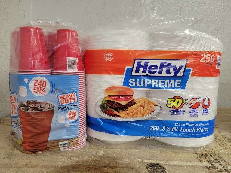 Disposable Bundle - HEFTY Lunch Plates 250ct. & HEAVY DUTY Party Cups ...