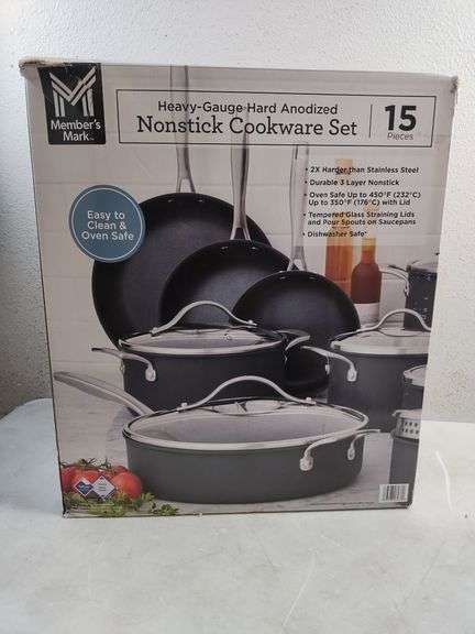 MEMBERS MARK Nonstick Cookware Set, 15pcs | Open Box - Rio Grande Trade
