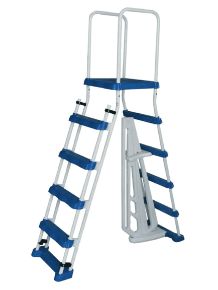 SWIMLINE HYDROTOOLS 5-Step A-Frame Pool Ladder, White & Blue | Open Box ...