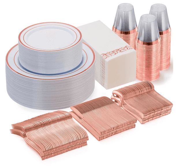 Goodluck 350 Pcs Dinnerware Set For 50 Guest Rose Gold | Open Box - Rio ...