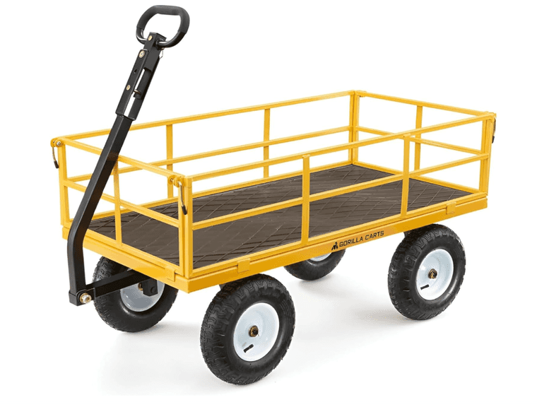 Gorilla Carts Steel Utility Cart, 7 Cu Ft Bed, 1200 lb Load Capacity ...