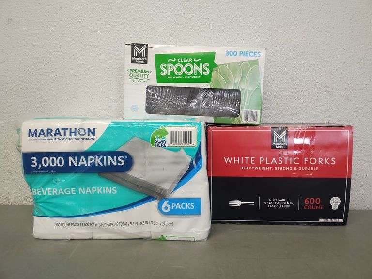 Member's Mark 1 Box Plastic Forks, 1 Box Plastic Spoons, And Marathon ...