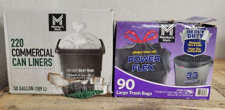 Trash Bag Bundle- MEMBER'S MARK Large Trash Bags 33Gal, ct.90 & MEMBER ...