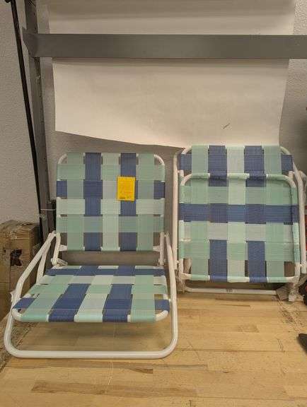SUN SQUAD Webstrap Outdoor Portable Beach Sand Chair Set (2) | Open Box ...