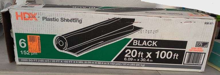 HDX 20' x 100' Black 6 mil Plastic Sheeting | Open Box - Rio Grande Trade