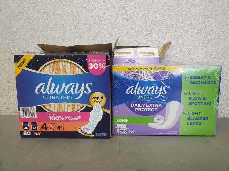Always Ultra Thin Overnight Pads And Always Long Liners Bundle | Open ...