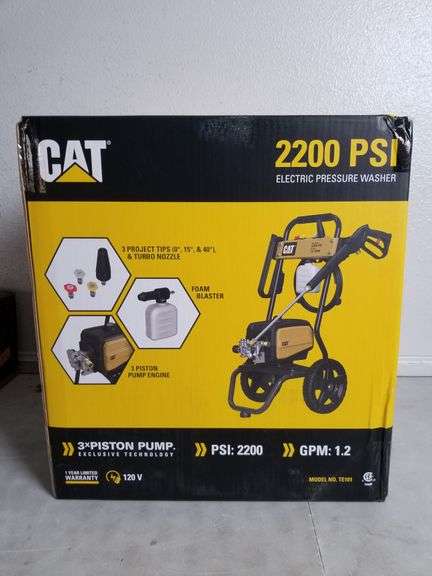 CAT Electric Pressure Washer 2200 PSI 3x Piston Pump 1.2GPM | Open Box ...