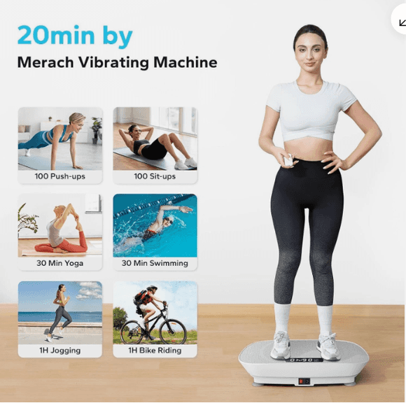 MERACH Vibration Plate Power Fitness Platform Whole Body Workout Speed ...