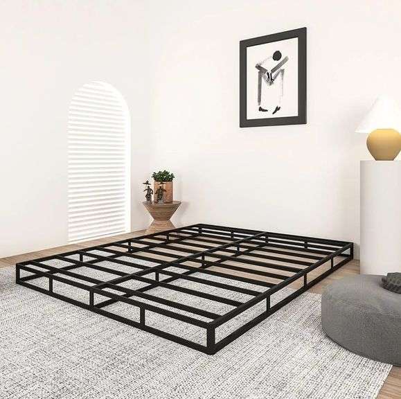QINGZHAO Queen Size Metal Box Spring With Cover, 80" x 60" x 5" | Open ...