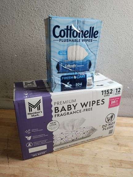 MEMBERS MARK Fragrance-Free Baby Wipes, 12pks & COTTONELLE Flushable ...
