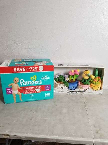 PAMPERS Cruisers 360 Size 4 (148CT) & MEMBER'S MARK Happy Plants Plush ...