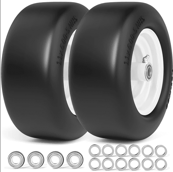 11x6.00-5 Flat Free Tires, Zero Turn Mower Front Tires, 2Pack White ...