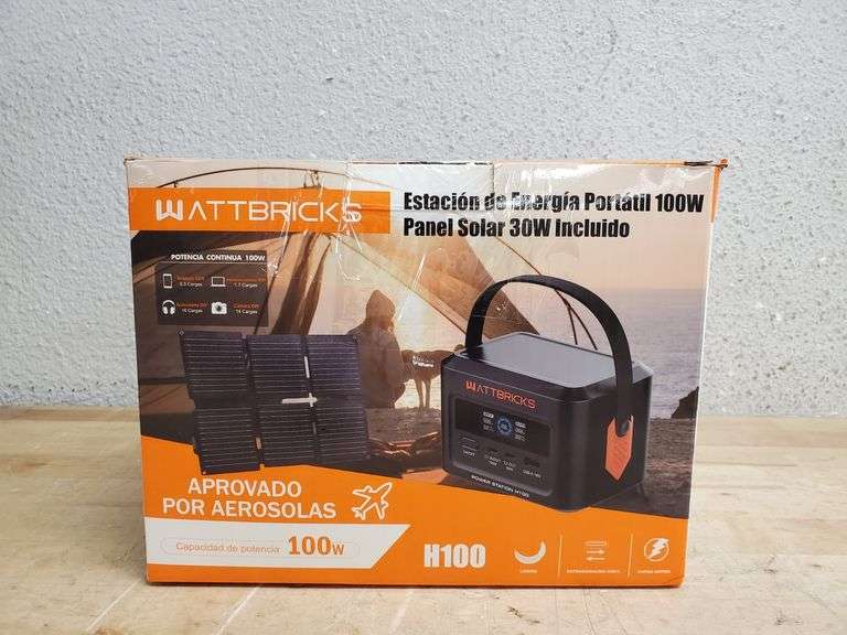 Wattbricks 100W Portable Power Station & 30W Solar Panel | Open Box ...