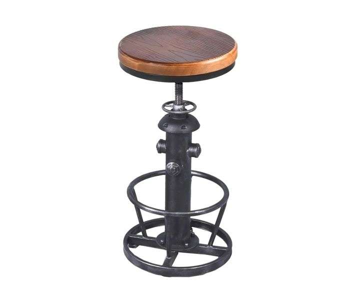TOPPOWER Antique Industrial Round Bottom Adjustable Height Bar Stool ...