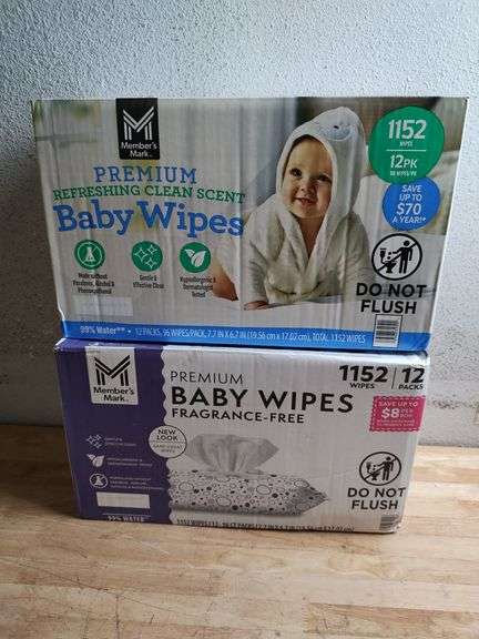 MEMBERS MARK Fragrance-Free Baby Wipes, 96ct pk, 12pk & Refreshing ...