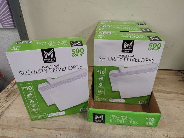 MEMBER'S MARK Peel & Seal Security Envelopes, ~2000ct, #10, 4-1/8 x 9.5 ...