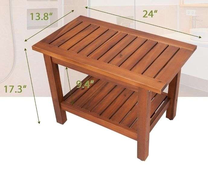 GREEN ALLUVIUM Acacia Wooden Shower Bench | Open Box - Rio Grande Trade