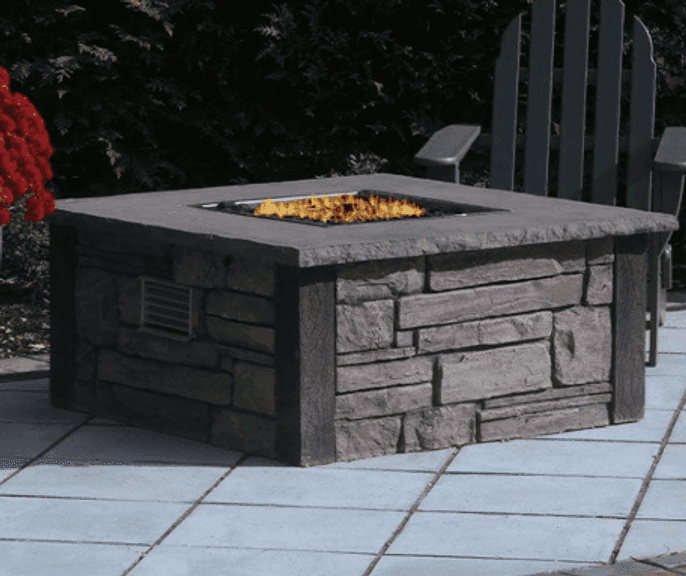 Stone look 34'' envirostone square wood burning fire pit | Open Box ...