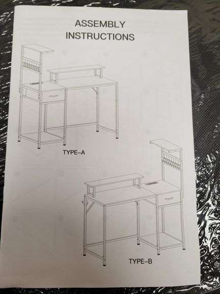 UNKNOWN Computer Desk w/ LED Lights and Electrical Outlets - Black ...