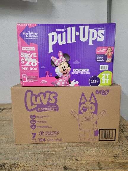 HUGGIES Mini Mouse Pull Ups & LUVS Bluey Diapers Bundle | Open Box ...