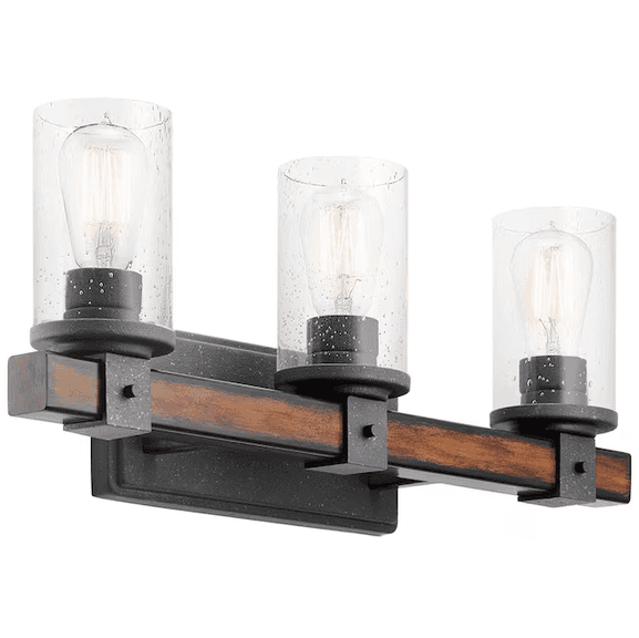 Kichler Barrington 22" 3-Light Distressed Black Farmhouse Bathroom ...
