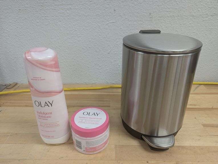 BUNDLE: 9 inches Step Trash Can. Glowing Skin Olay, 2 Pack | Open Box ...