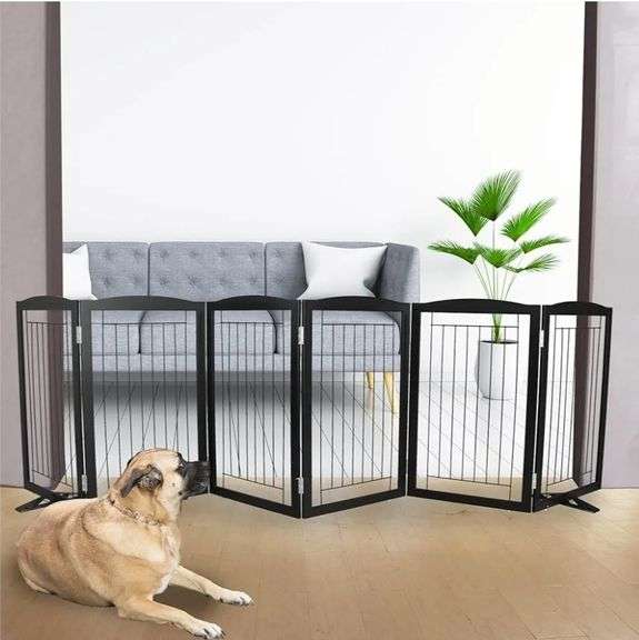 ZJSF Freestanding Dog Fence Gate, 6 Panels, 120x32" | Open Box | (See ...