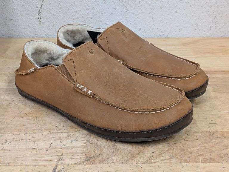 Olukai Men's Moloa Slippers - Toffee/Dark Wood, Shoe Size 9 | Open Box ...