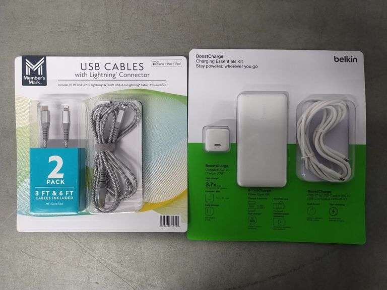 BELKIN Charging Essentials Kit And MEMBER'S MARK USB Cables W ...
