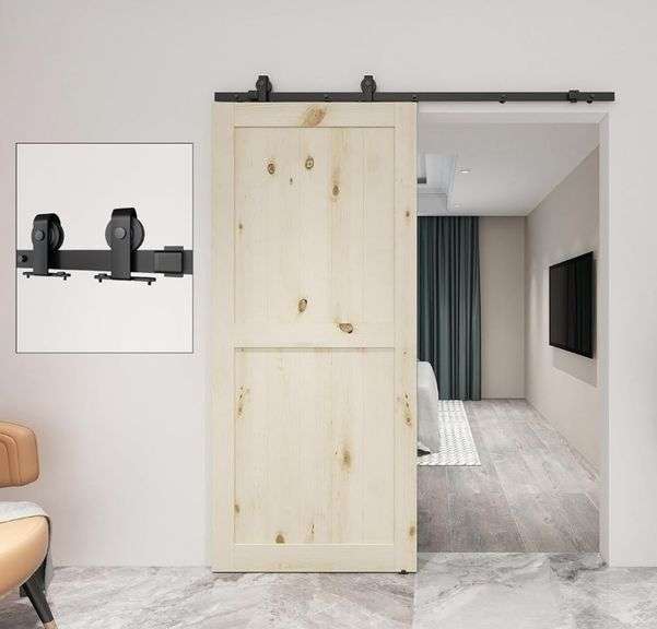 JUBEST 5ft Heavy Duty Mounted Barn Door Slider Kit | Like New | (See ...