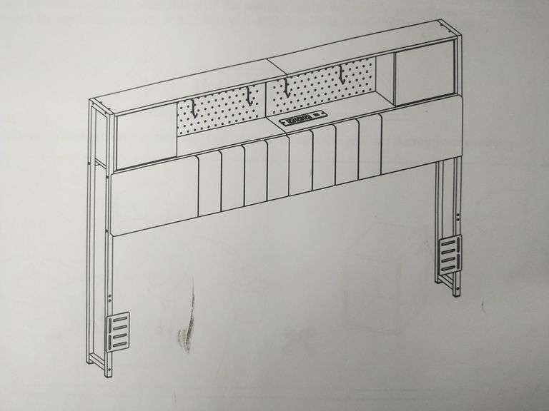 Upholstered Headboard W/ Charging Station, Black (SIZE UNKNOWN) | Open ...