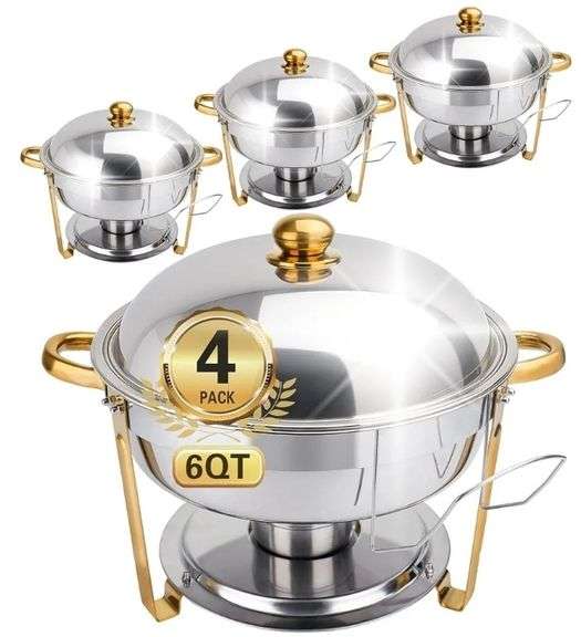 BEVILIU Chafing Dishes for Buffet 4pck Stainless Steel | Open Box ...