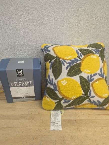 BUNDLE- MEMBER'S MARK 6 Piece King Sheet Set. 16 inches Lemon Pillow ...
