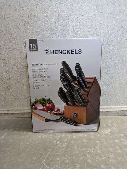 HENCKELS 15PC Kitchen Knife Set With Wood Block | Like New | (See ...