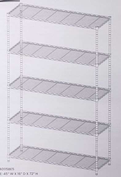 RACK BRO 5-Tier Wire Shelving Unit, 45"W x 16"D x 72"H, Black | Open ...