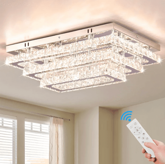 FINKTONGLAN Modern Crystal LED Celling Light Fixture | Like New | (See ...