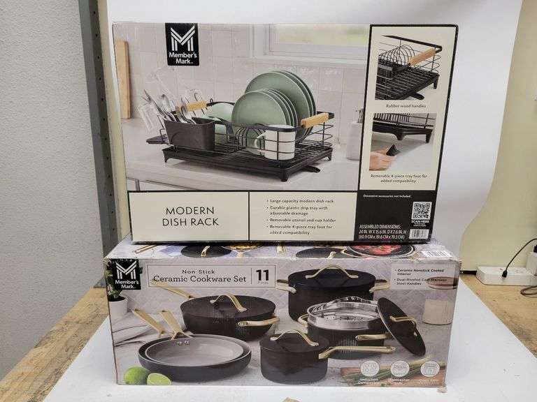 KITCHEN BUNDLE- MEMBERS MARK Ceramic Cookware Set, 11pcs & MEMBERS MARK ...